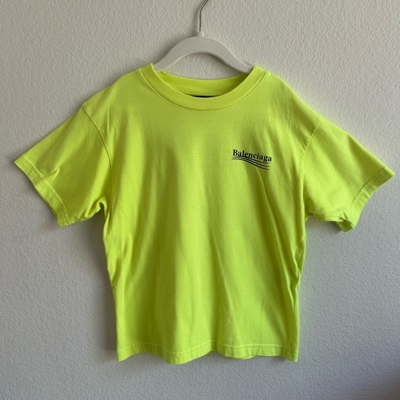 Balenciaga | Shirts & Tops | Balenciaga Kids Neon Yellow Short Sleeve ...